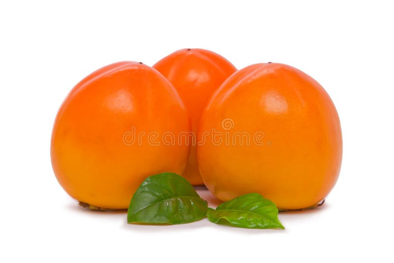 Persimmon on White Background. Stock Image - Image of fresh, leaves ...