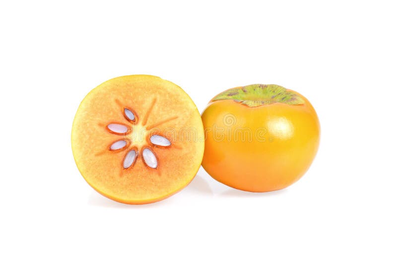 Persimmon on White Background Stock Photo - Image of chinese ...