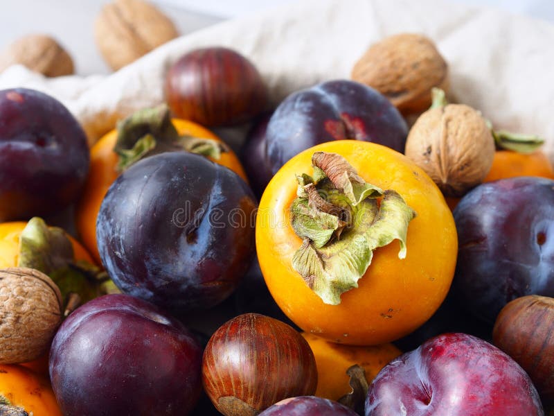 Persimmons and plums stock image. Image of fruit, plum - 61575101