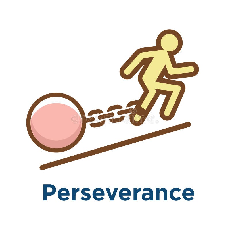 Persistence Icon with Image of Extreme Motivation & Drive Set on Stock ...