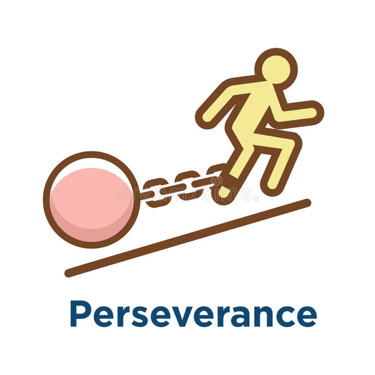 Persistence Icon with Image of Extreme Motivation & Drive Set on Stock ...
