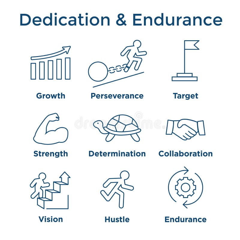 Persistence Icon Set with Image of Extreme Motivation and Drive Stock ...