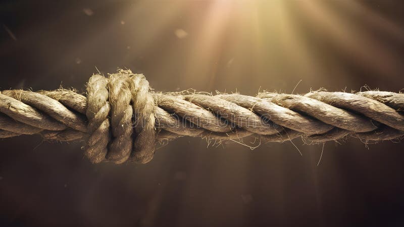 The Persistence Symbolized by a Closeup of Taut Weathered Rope. Concept ...