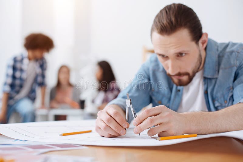 Persistent Creative Architect Getting Ready with His Final Assignment ...