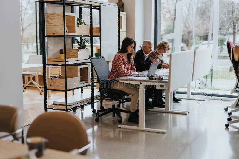 Persistent, Multi Generational Business Employees Collaborating in a ...