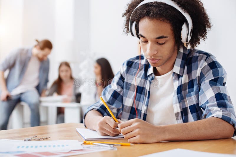 Persistent Talented Young Student Making Notes Stock Image - Image of ...