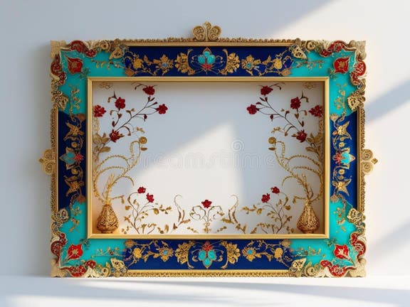 Baroque Inspired Tezhib Decorative Frame Persian Tezhip Motifs in Red ...
