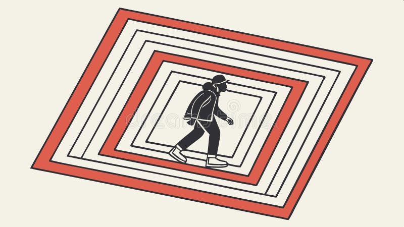 Person in Abstract Square Pattern with Central Focus Design Vector ...