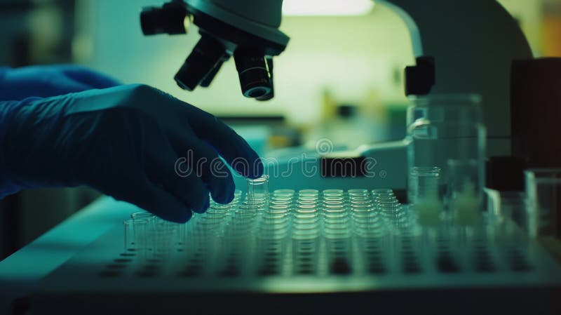 A Person is Adding Liquid To a Sequence of Test Tubes. Stock Image ...