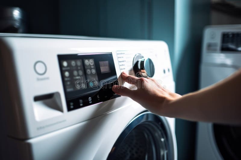 A Person Adjusting the Knob on a Washing Machine. AI Generative Image ...