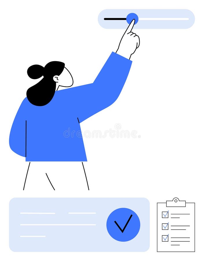 Person Adjusting Slider in Interface with Completed Tasks and Checklist ...