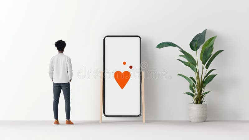 Person Admiring Art Display in Modern Setting Stock Illustration ...