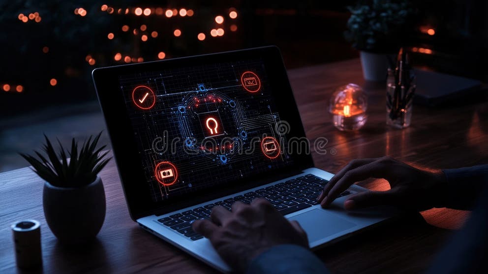 Exploring Cybersecurity Threats and Solutions Home Office Digital Art ...