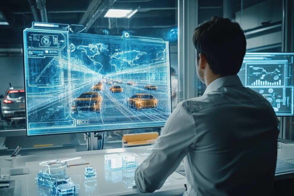 A Person Analyzes a Digital Interface Displaying Traffic Data and ...