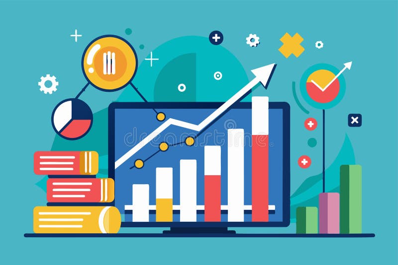 A Person Analyzes Growth Charts on a Computer while Surrounded by Books ...