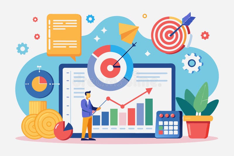 A Person Analyzes Sales Data and Targets Using Charts and Graphs in a ...