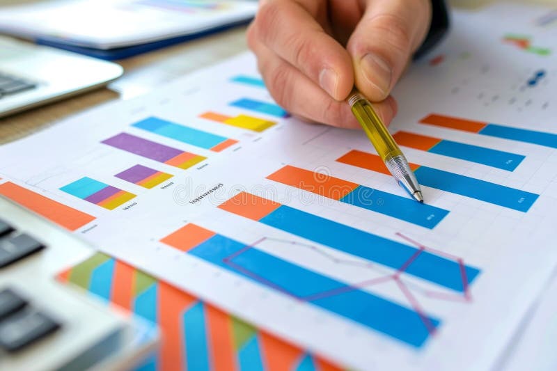 A Person is Analyzing a Bar Graph To Review Their Budget, Visual ...