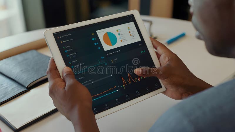 A Person Analyzing Business Data on a Tablet Stock Photo - Image of ...