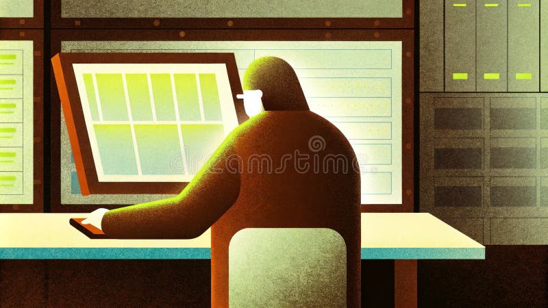 Person Analyzing Data on Computer in Retro Style Workspace with Soft ...