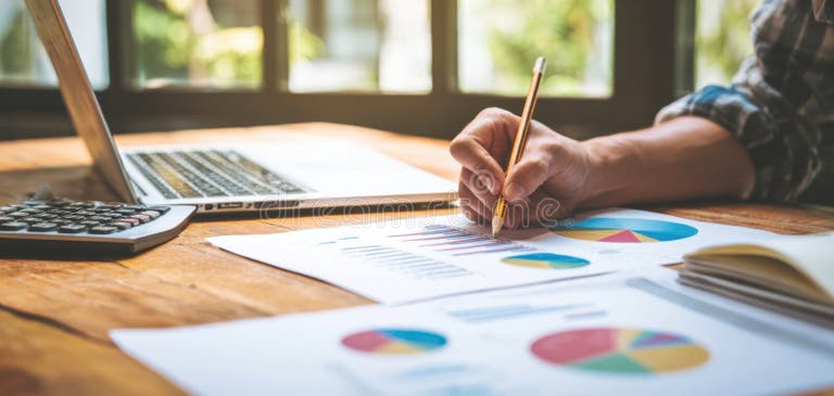 The Person Analyzing Data on Graphs and Charts in a Modern Workspace ...