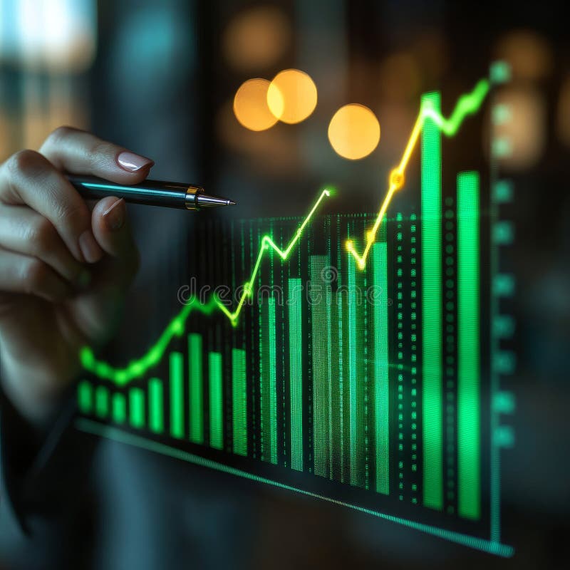 Person Analyzing Digital Financial Growth Graph on Screen. Stock Image ...