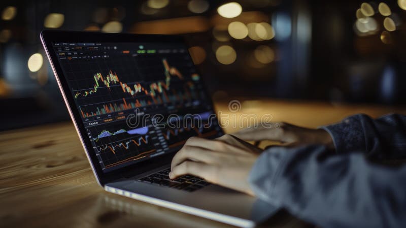 A Person Analyzing Financial Data on a Laptop with Graphs and Charts in ...