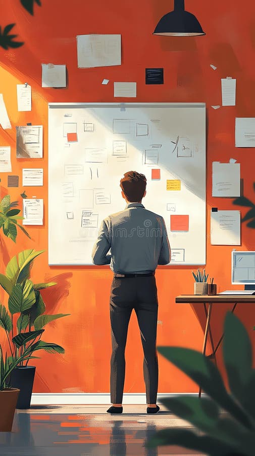 A Person Analyzing Ideas and Strategies on a Whiteboard in a Creative ...