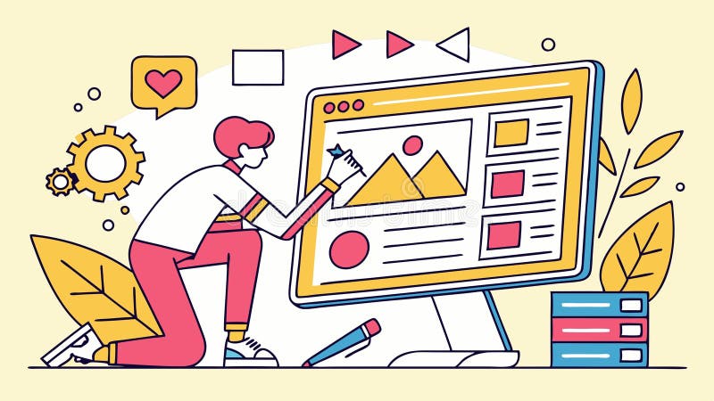 Person Analyzing Pie Charts on Screen, Data Visualization, Vector Design Generative AI Stock ...