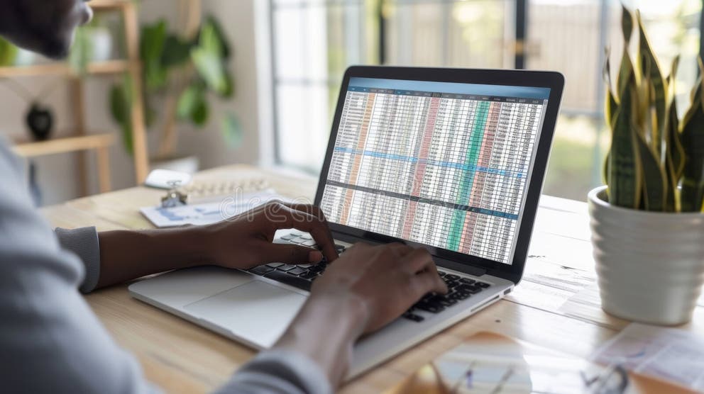 A Person Analyzing Spreadsheet Data.AI Generated Image Stock Photo ...