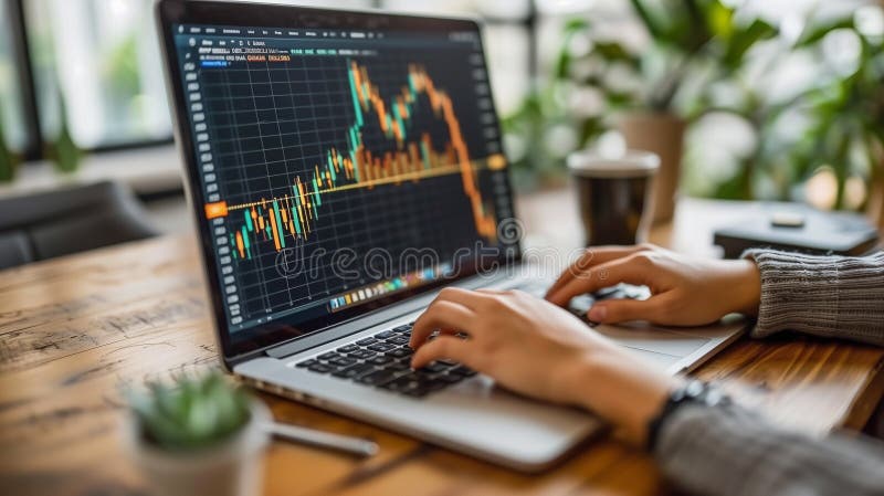Person Analyzing Stock Market Data on Laptop Stock Illustration ...