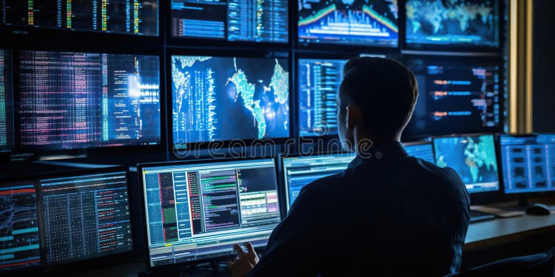 A Person Analyzing Stock Market Data on Multiple Computer Screens ...