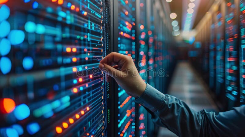 Person Analyzing Wall of Data Stock Illustration - Illustration of ...