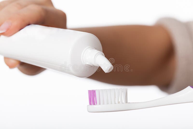 Person Applying a Toothpaste on Toothbrush Stock Image - Image of ...