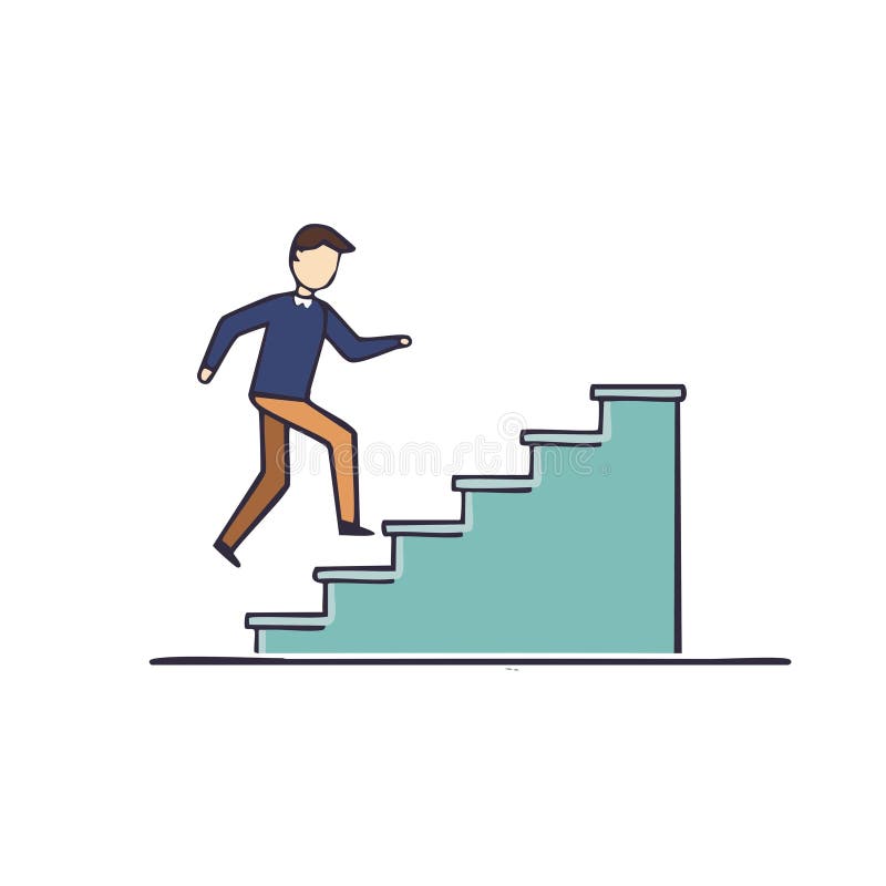 Person Ascending Stylized Stairs Representing Progress and Achievement ...