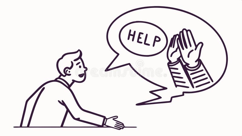 Person Asking for Help, Support Illustration for Assistance and ...