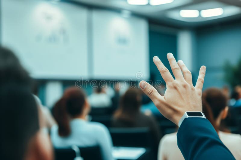 Person Asking a Question at a Seminar Presentation Stock Image - Image ...