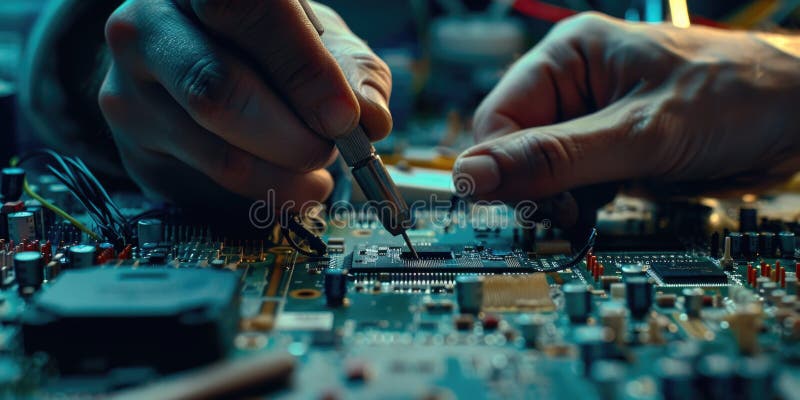 Person Assembling Electronics Stock Photo - Image of factory, soldering ...