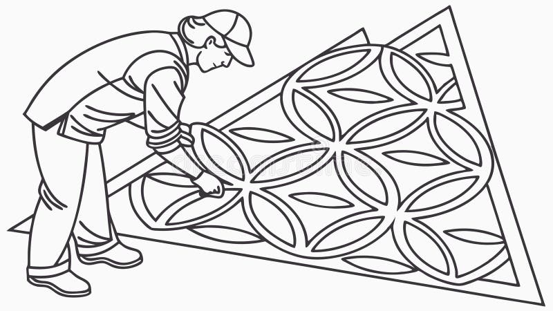 Person Assembling Geometric Triangle Tile Pattern Vector, Vector Design ...