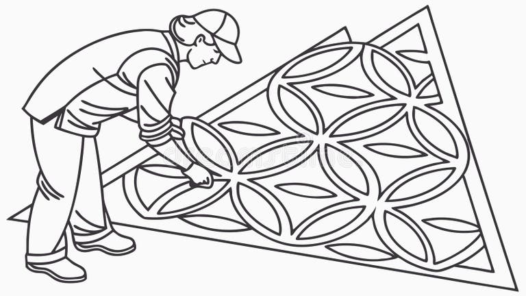 Person Assembling Geometric Triangle Tile Pattern Vector, Vector Design ...