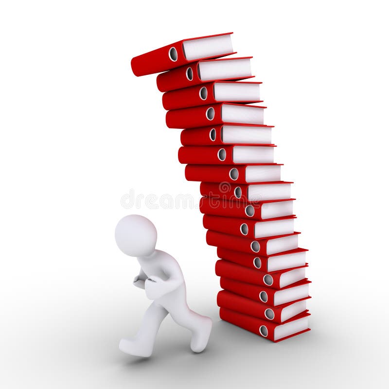 Person is Avoiding a Falling Pile of Folders Stock Illustration ...