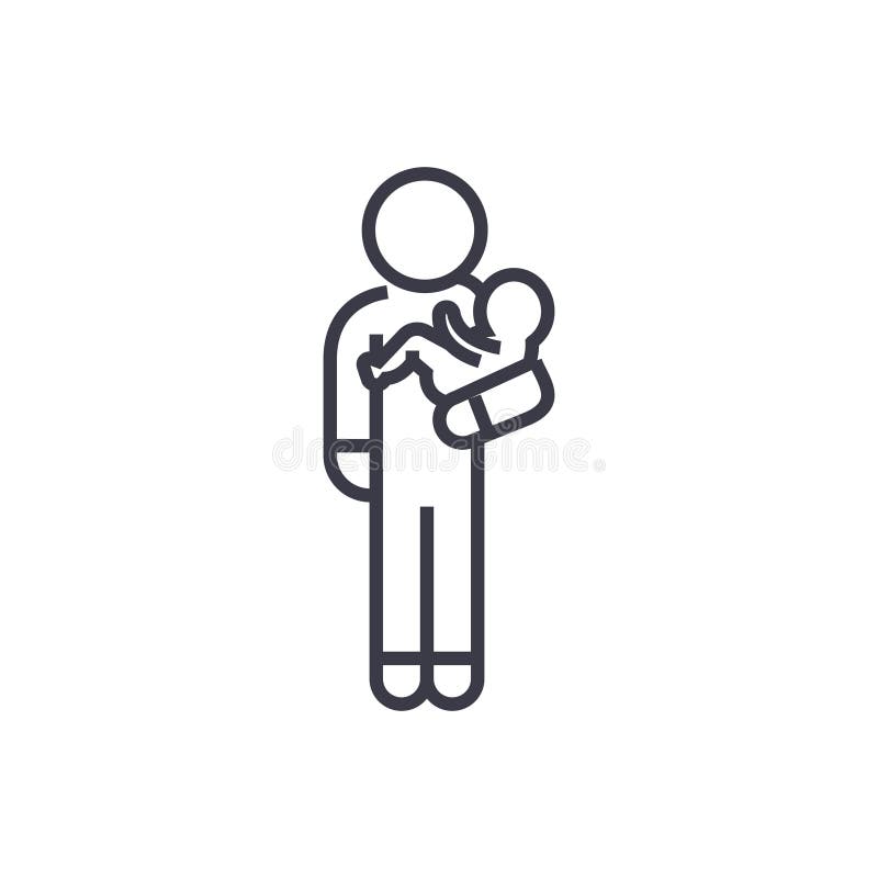 Person with Baby Vector Line Icon, Linear Concept, Outline Sign, Symbol ...