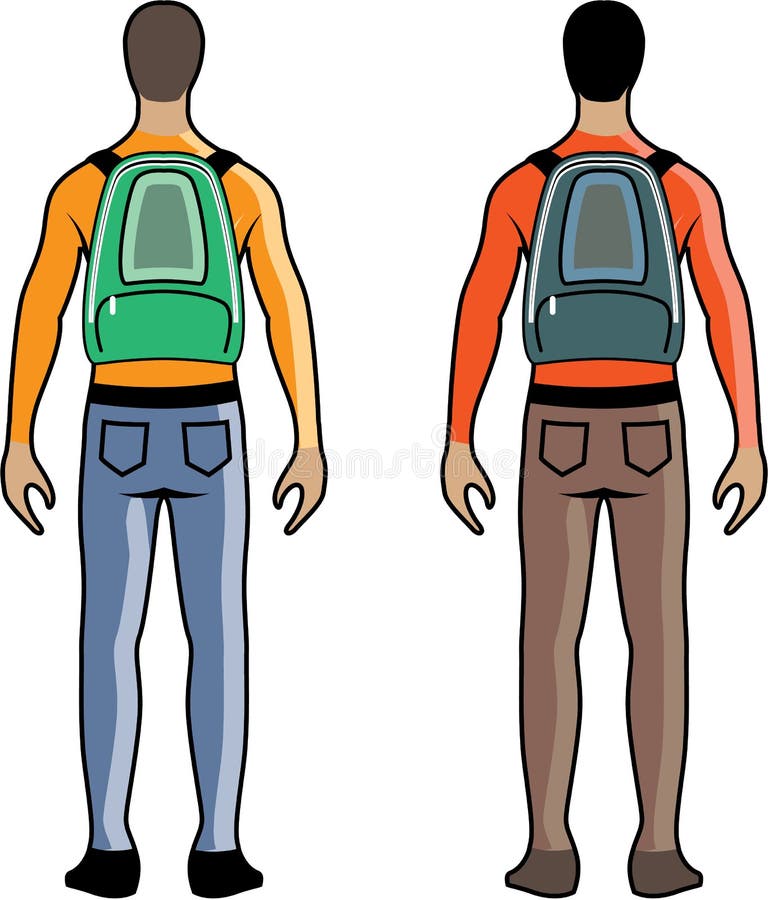 Person with Backpack Vector Stock Vector - Illustration of standing ...