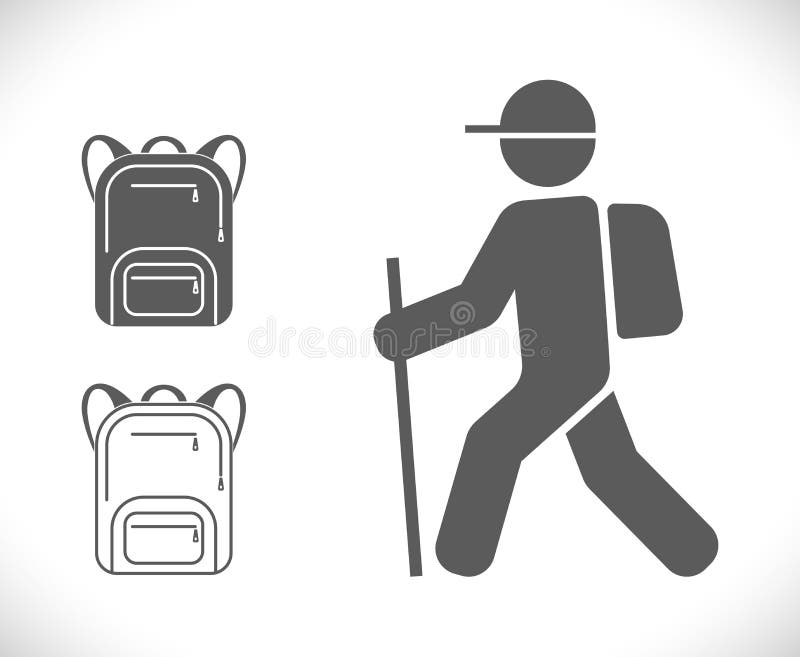 Person Backpack Walking Icon Stock Vector - Illustration of travel ...