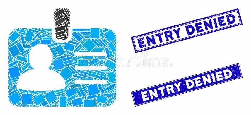 Person Badge Mosaic and Scratched Rectangle Entry Denied Stamp Seals ...