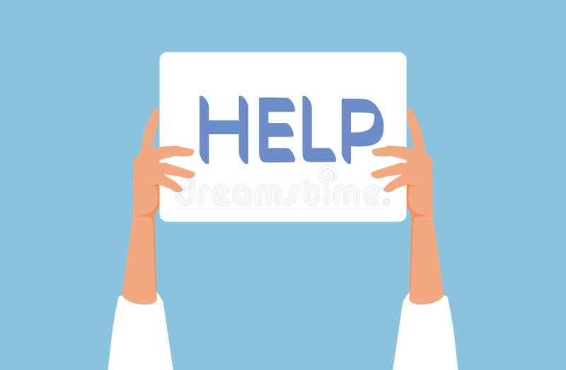 Hands Holding a Help Message Sign Vector Illustration Stock Vector ...
