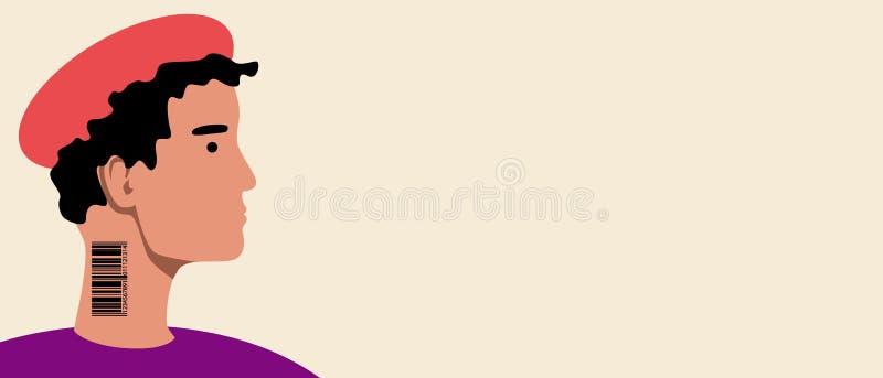 Person with Barcode, Copy Space Template, Flat Vector Stock ...