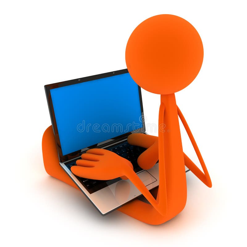 Person behind the computer stock illustration. Illustration of learn ...