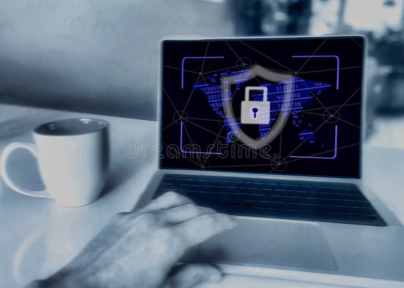 Person Behind Hacked and Locked Computer Stock Image - Image of ...