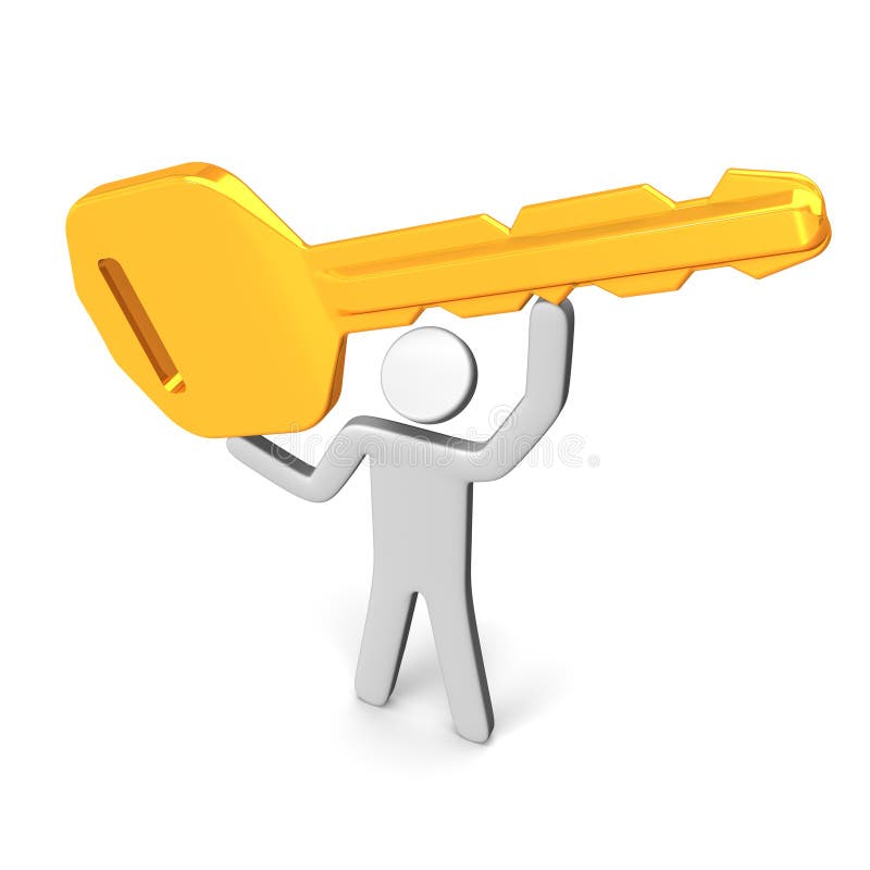 Person and Big Gold Key Top View Stock Illustration - Illustration of ...