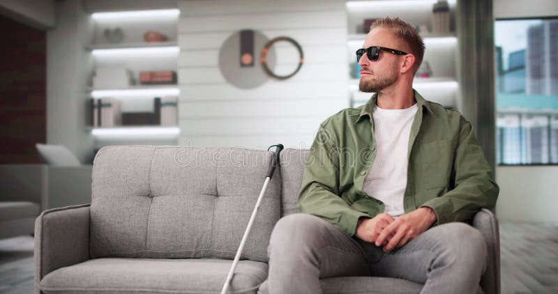 Person with Blindness Disability Sitting Stock Image - Image of sitting ...